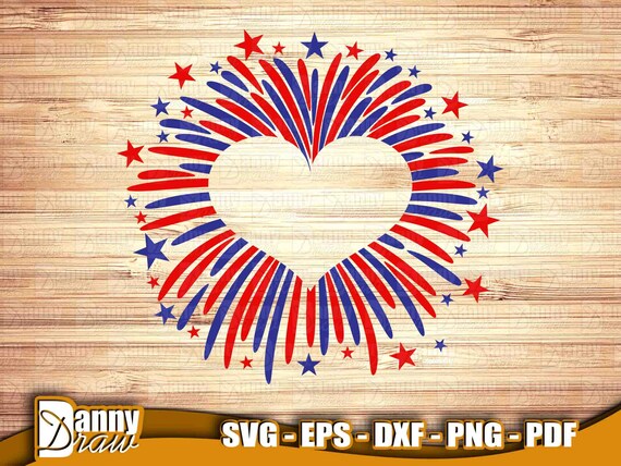 Fireworks Svg Patriotic Heart Svg USA Map Svg 4th of July - Etsy