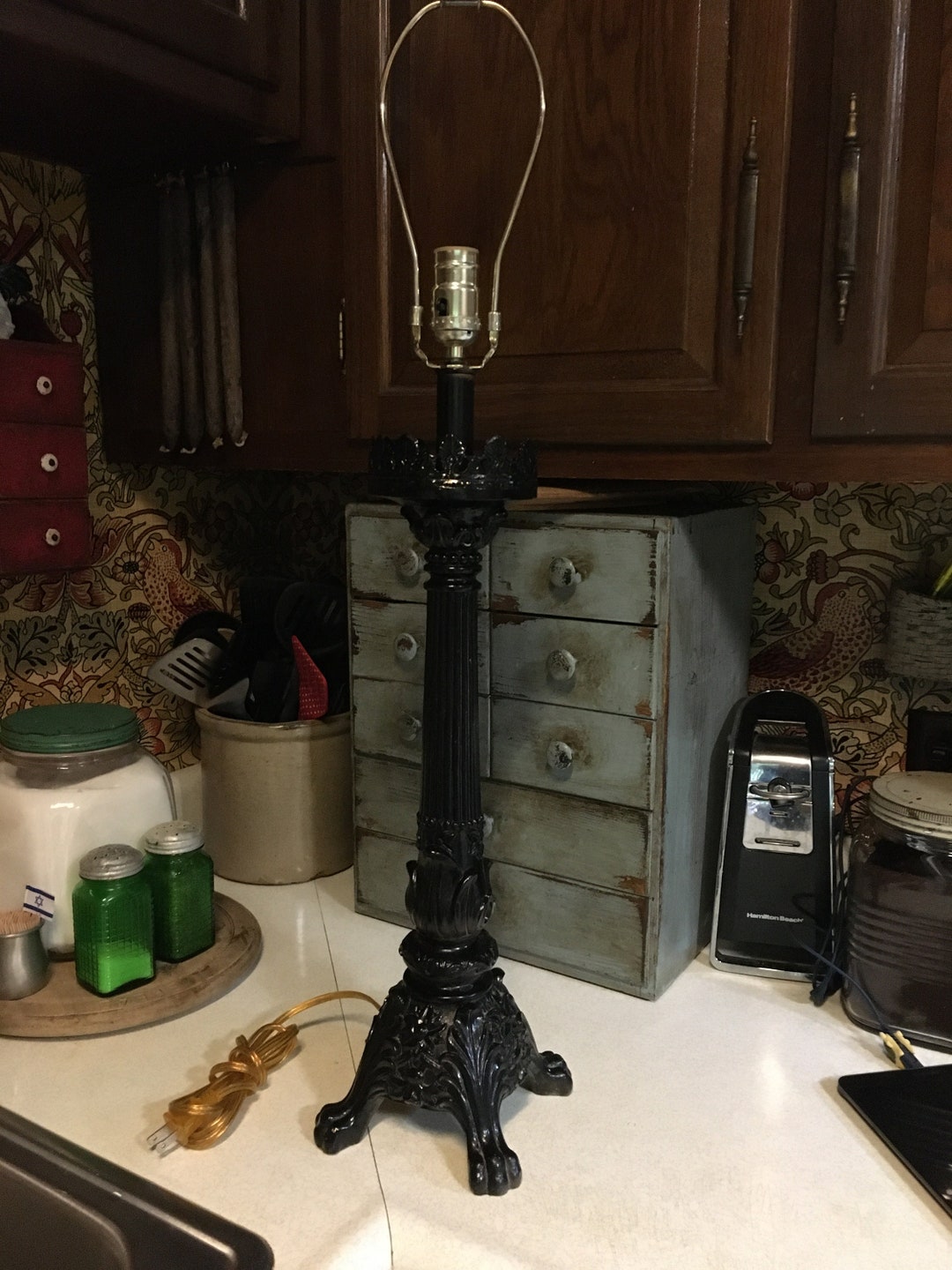 Black Wrought Iron Lamp - Etsy