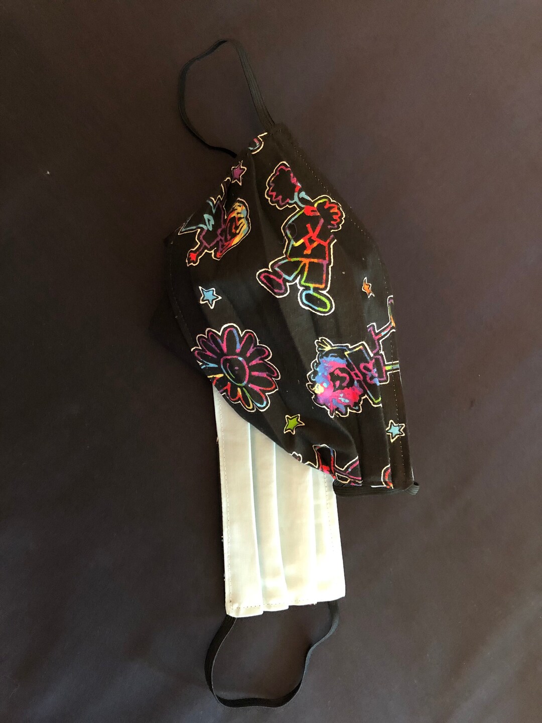 Crazy Neon Girl Face Mask Black Fabric With Cool Neon Toob Light Colors ...