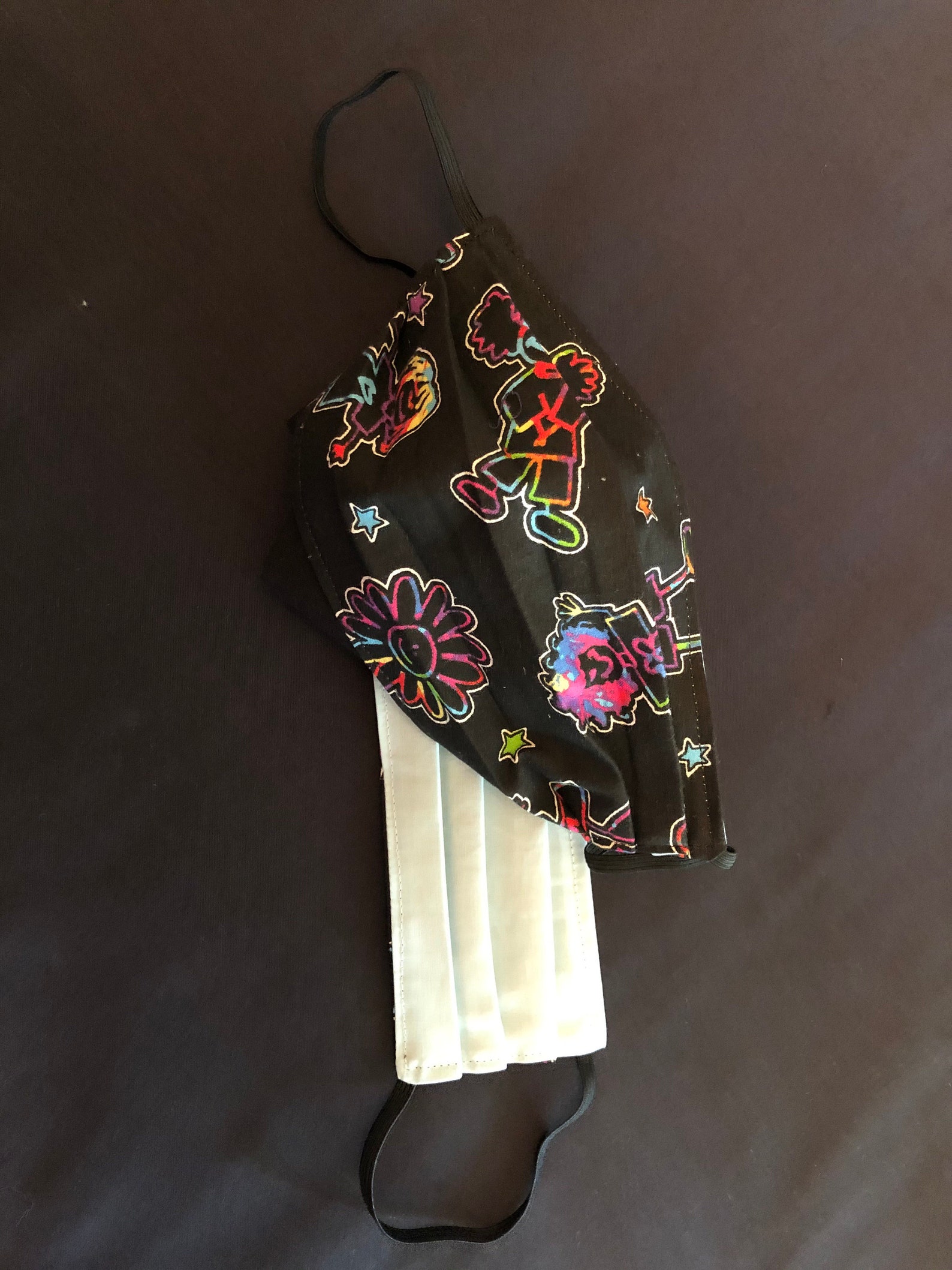 Crazy Neon Girl Face Mask Black Fabric With Cool Neon Toob Light Colors ...