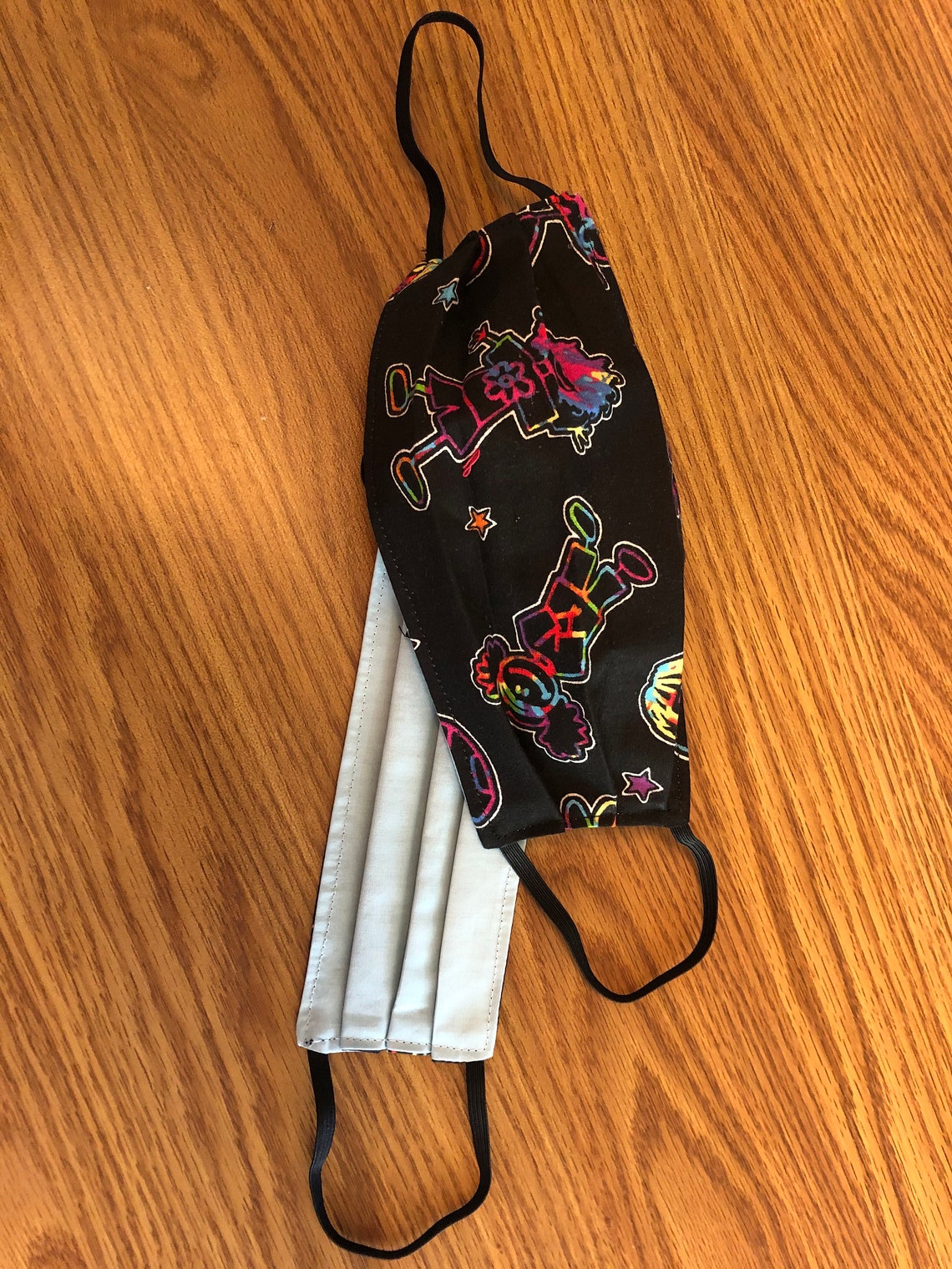 Crazy Neon Girl Face Mask Black Fabric With Cool Neon Toob Light Colors ...