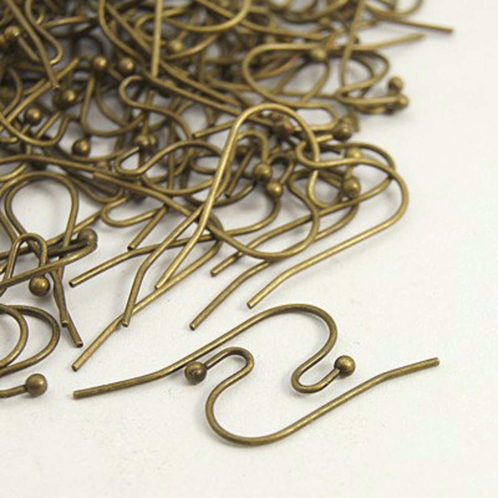 50 Pieces - Antique Bronze Earring Hooks With Ball - Wholesale Jewelry ...