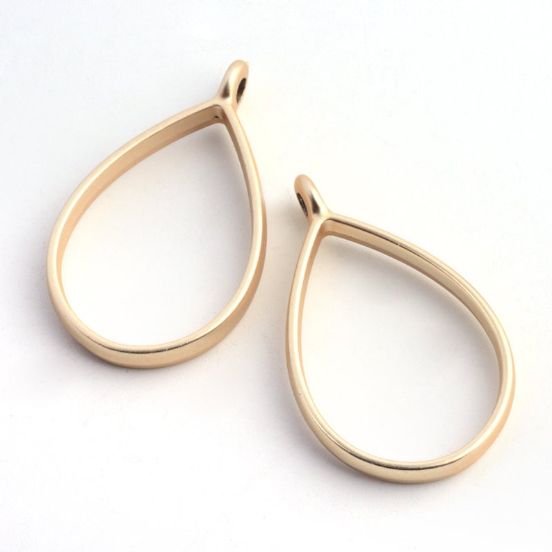 5 Pieces - Open Back Alloy Bezel Pendant - Matte Gold - Tear Drop Shape ...