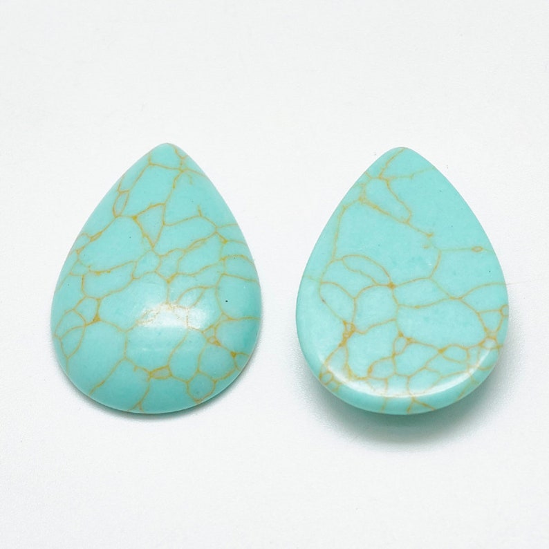 50 Pieces - 14x10 Mm - Turquoise - Teardrop Cabochon - Flatback ...