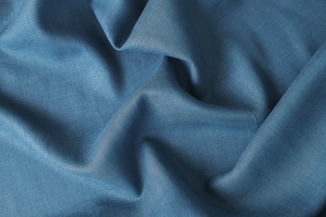 Blue Linen Fabric 100% Softened Stonewashed 145cm or 57 Inches Width ...