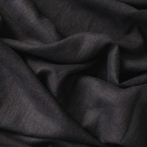 Black Linen Fabric 100% Softened Stonewashed 145cm 57 Inches Width ...