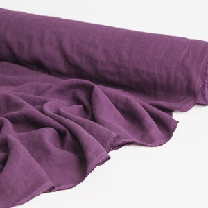 Linen Fabric in Violet 100% Softened Stonewashed 145cm 57 Inches Width ...