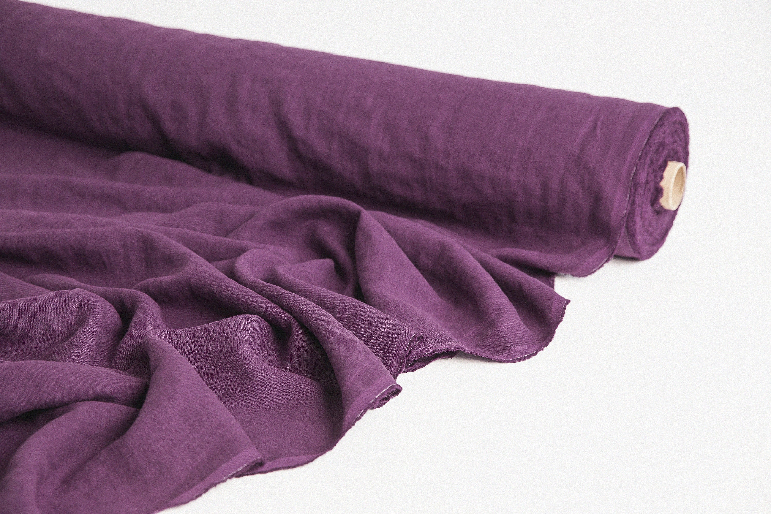Linen Fabric in Violet 100% Softened Stonewashed 145cm 57 Inches Width ...