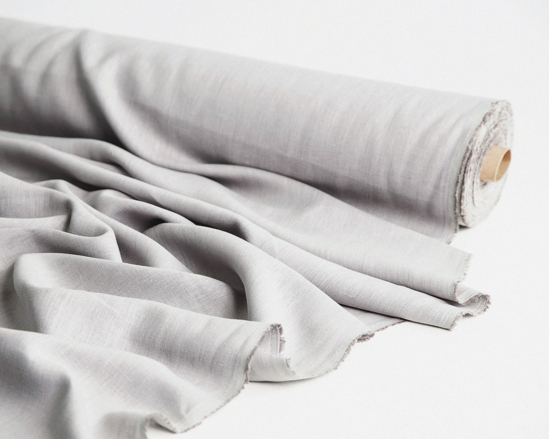 Light Grey Linen Fabric 100% Softened Stonewashed 145cm 57 Inches Width ...