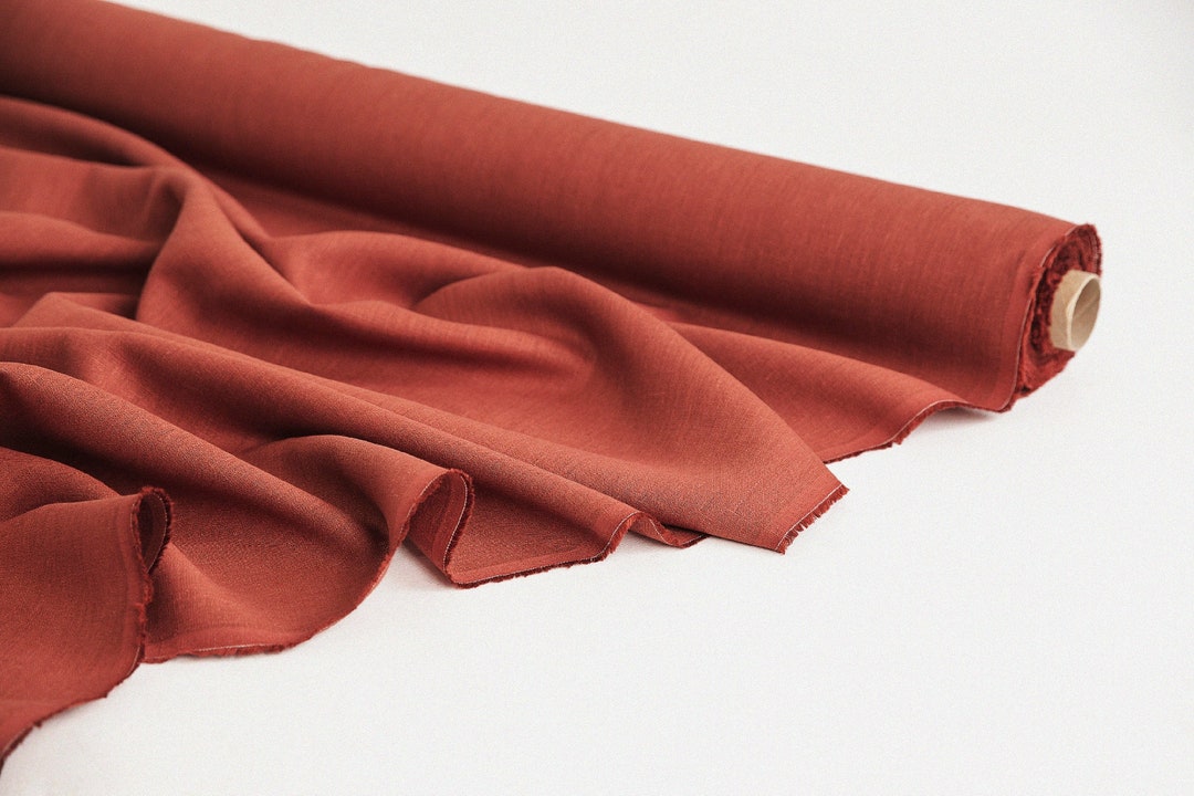 Linen Fabric in Terracotta 100% Softened Stonewashed 145cm 57 Inches ...