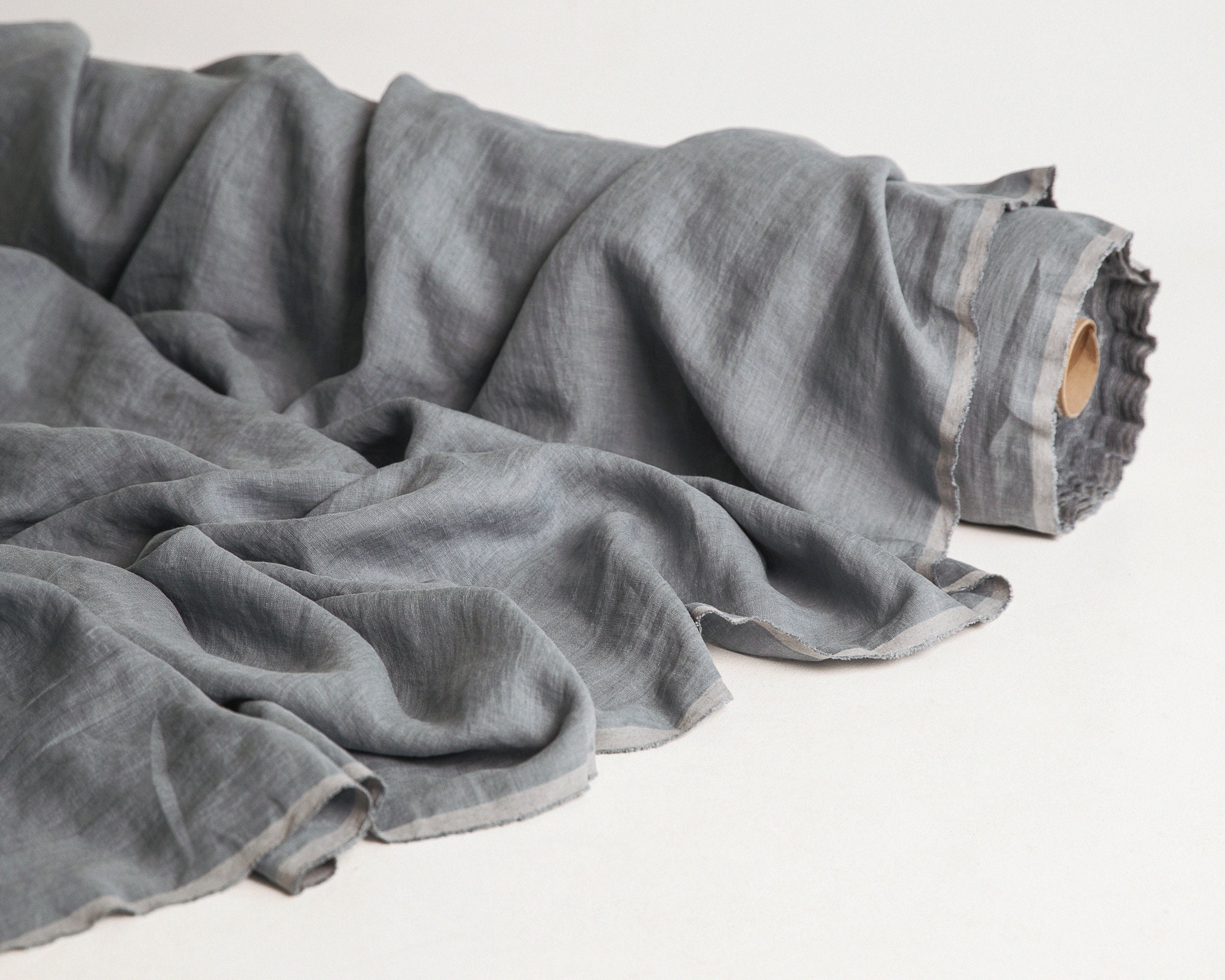 Dark Grey Linen Fabric 100% Softened Stonewashed 145cm 57 Inches Width ...