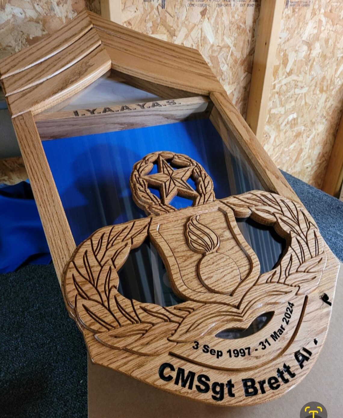 Handcrafted Air Force Msgt Skill Level Badge Shadow Box-air Force ...