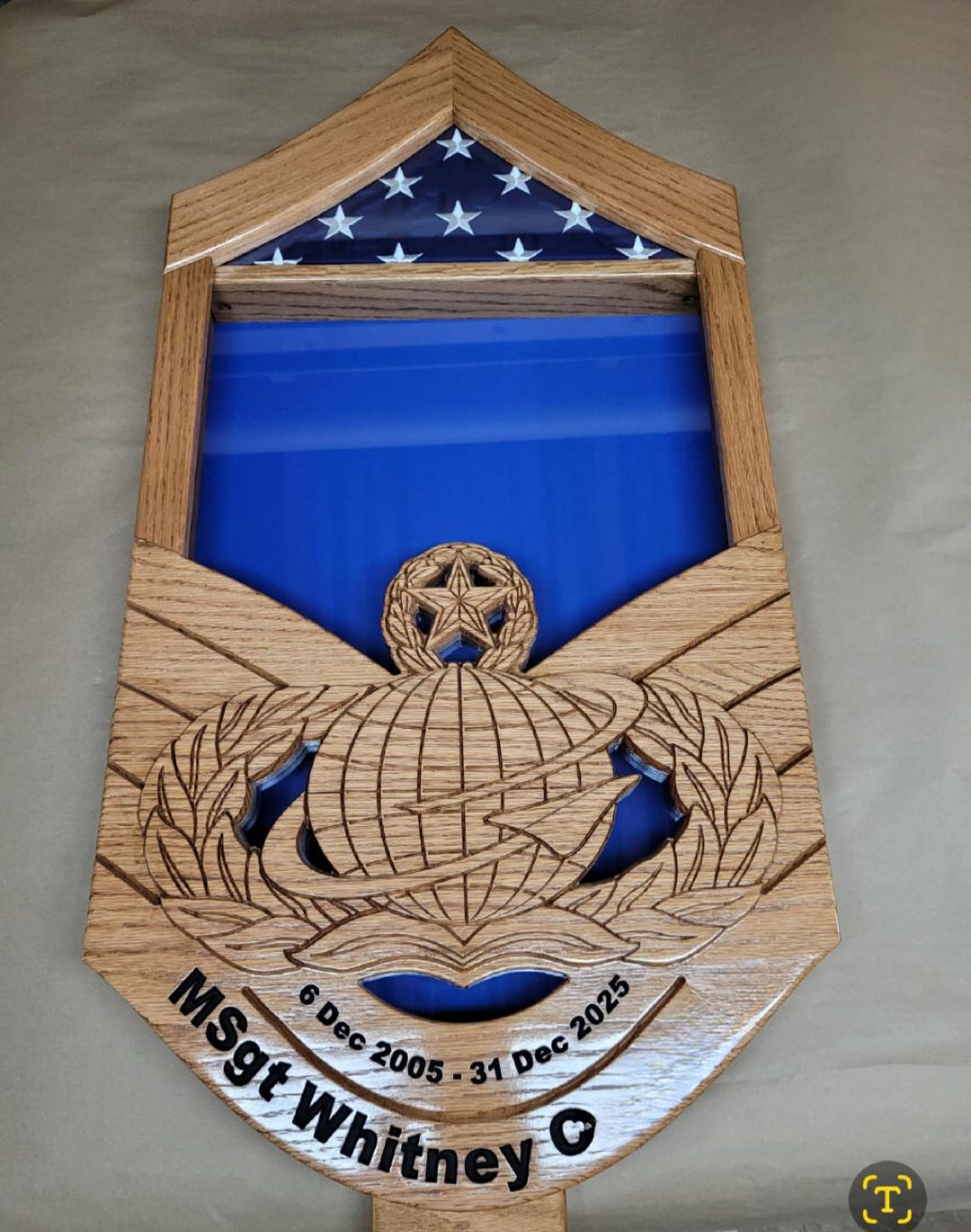 Handcrafted Air Force Msgt Skill Level Badge Shadow Box-air Force ...