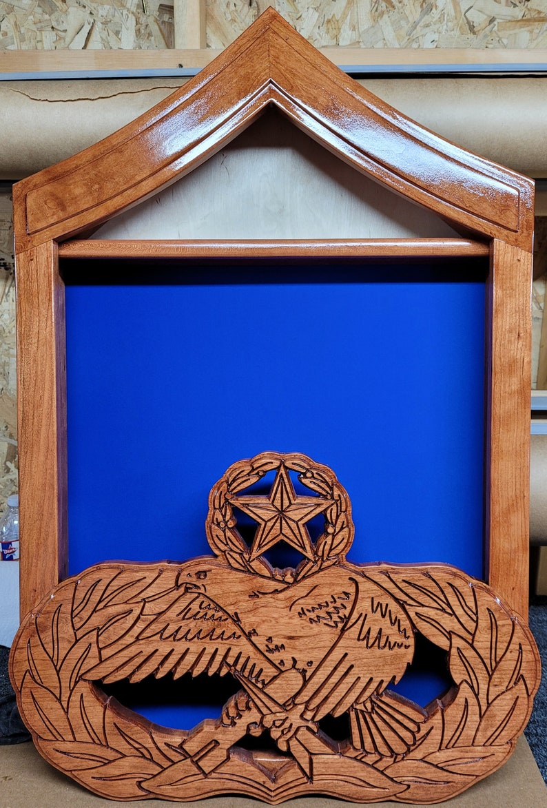 Handcrafted Air Force Skill Level Badge Shadow Box-air Force - Etsy