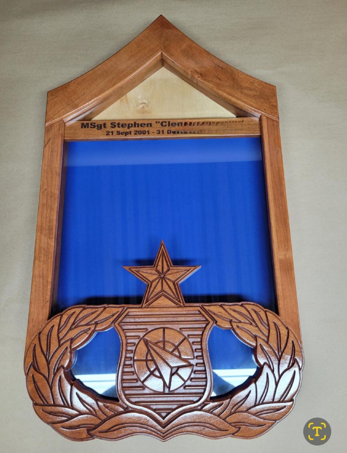 Handcrafted Air Force Msgt Skill Level Badge Shadow Box-air Force ...