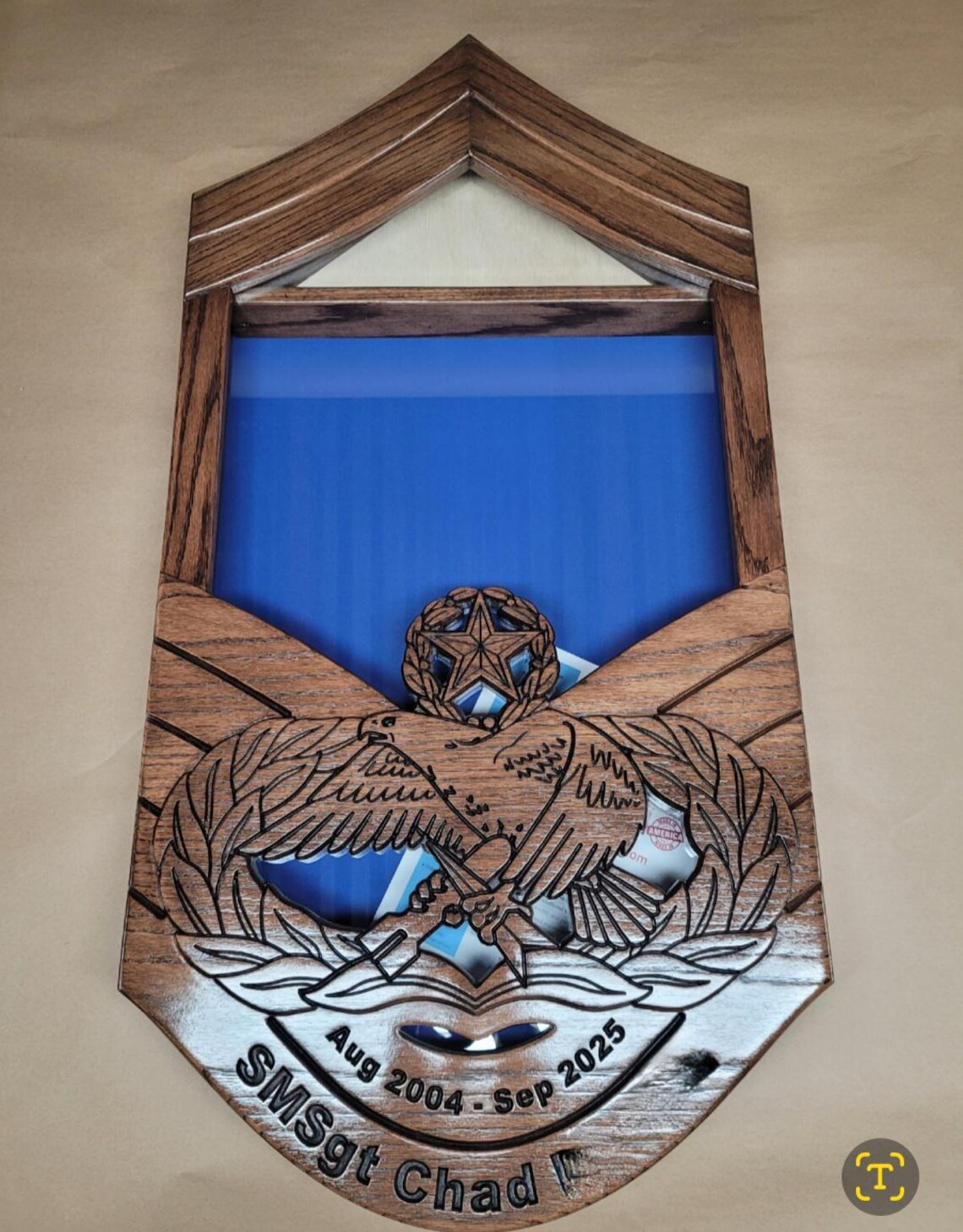 Handcrafted Air Force Smsgt Skill Level Badge Shadow Box-air Force ...
