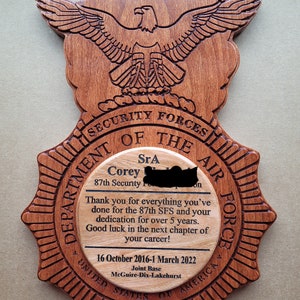 Air Force Security Forces Plaques - Air Force Plaque - Air Force Awards ...