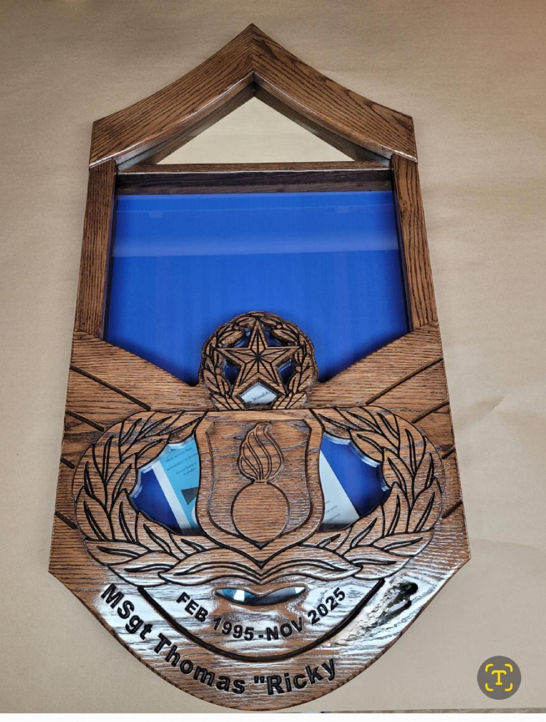 Handcrafted Air Force Msgt Skill Level Badge Shadow Box-air Force ...