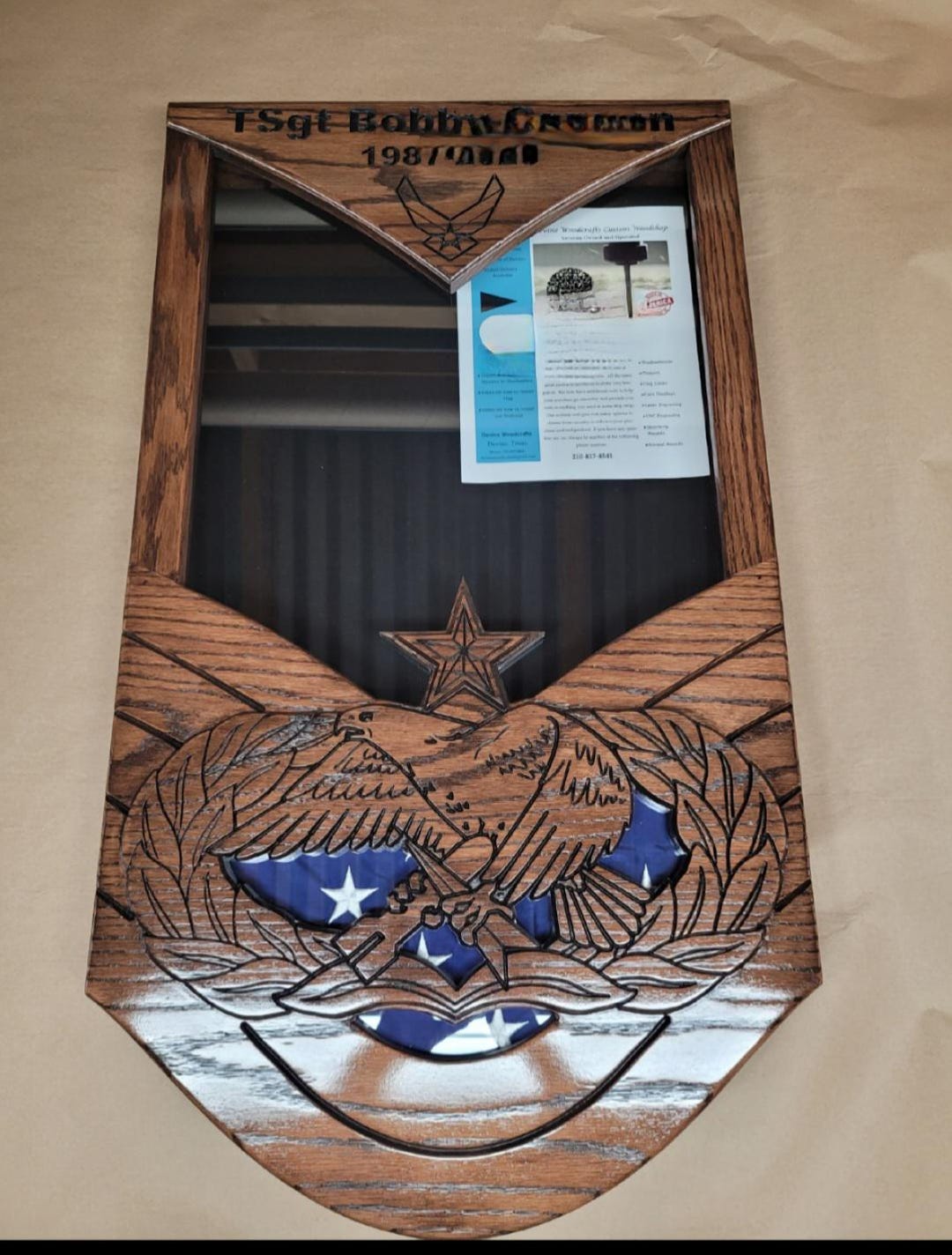 Handcrafted Air Force Tsgt Skill Level Badge Shadow Box-air Force ...