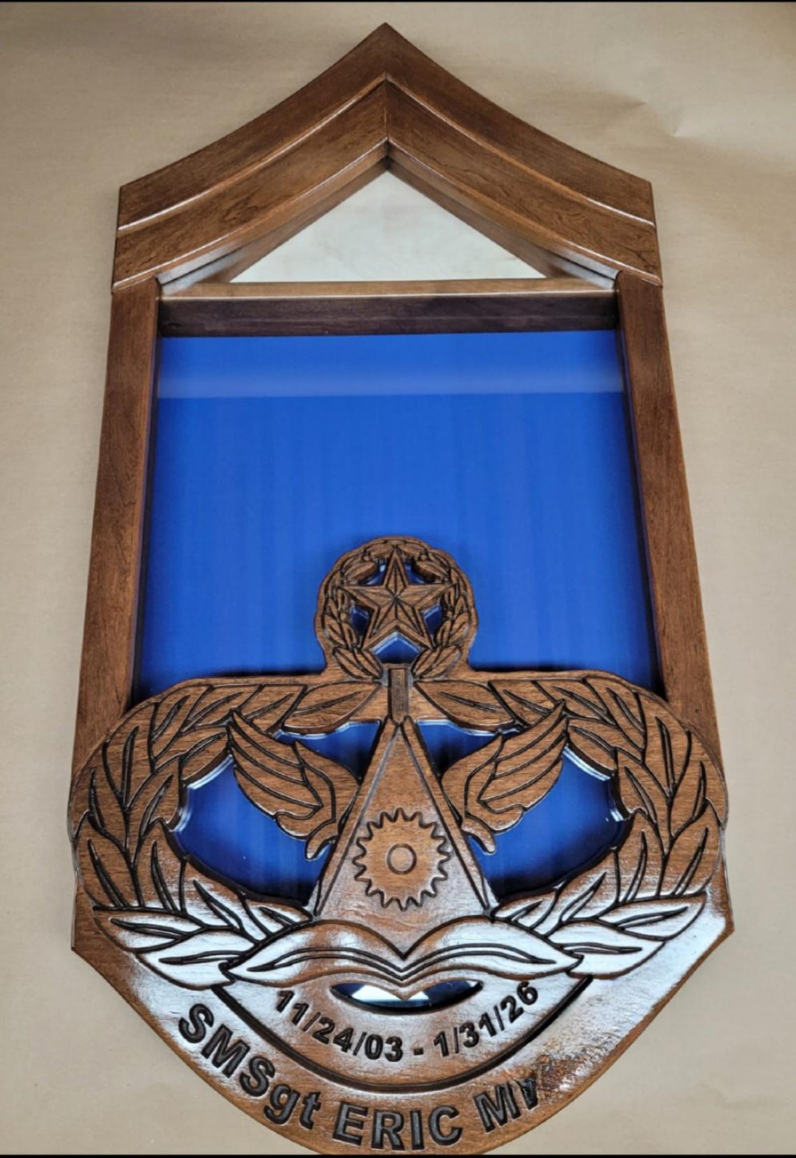 Handcrafted Air Force Smsgt Skill Level Badge Shadow Box-air Force ...