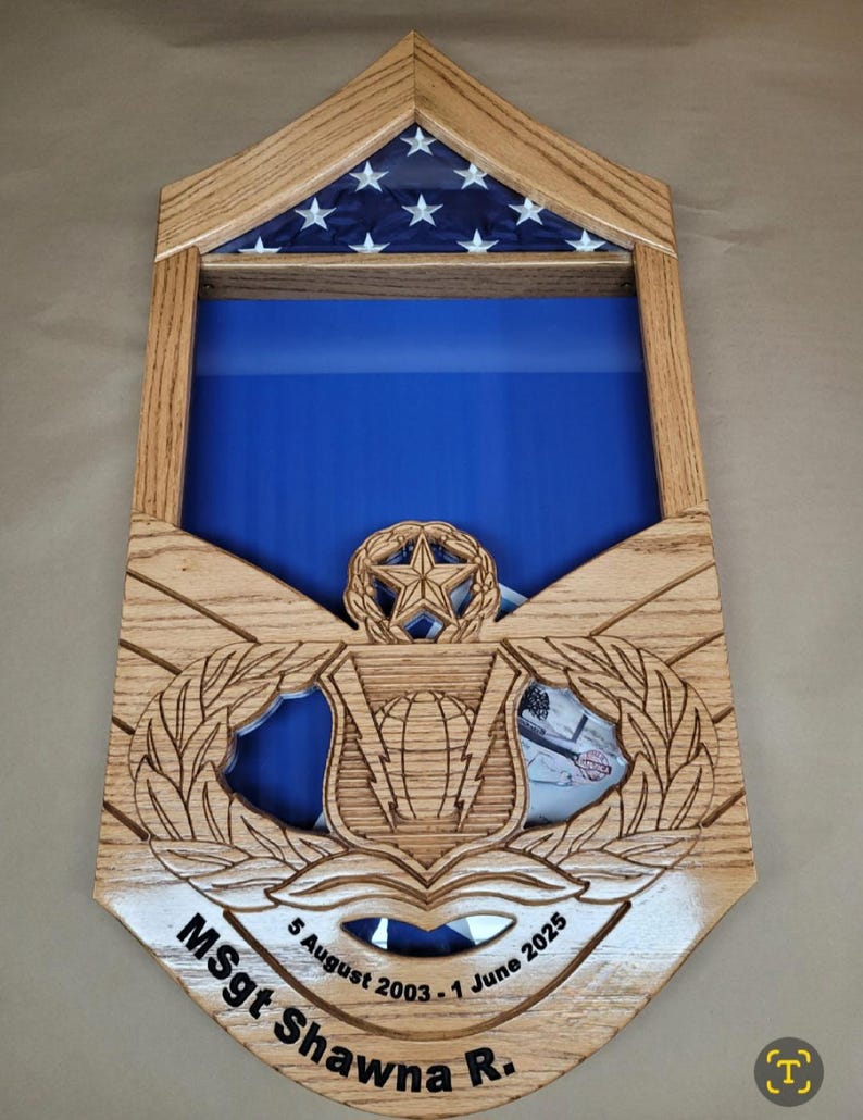 Handcrafted Air Force Msgt Skill Level Badge Shadow Box-air Force ...