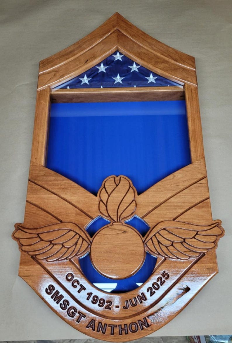 Handcrafted Air Force Smsgt Skill Level Badge Shadow Box-air Force ...