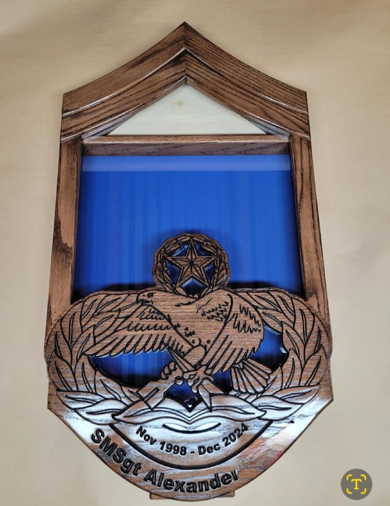 Handcrafted Air Force Smsgt Skill Level Badge Shadow Box-air Force ...