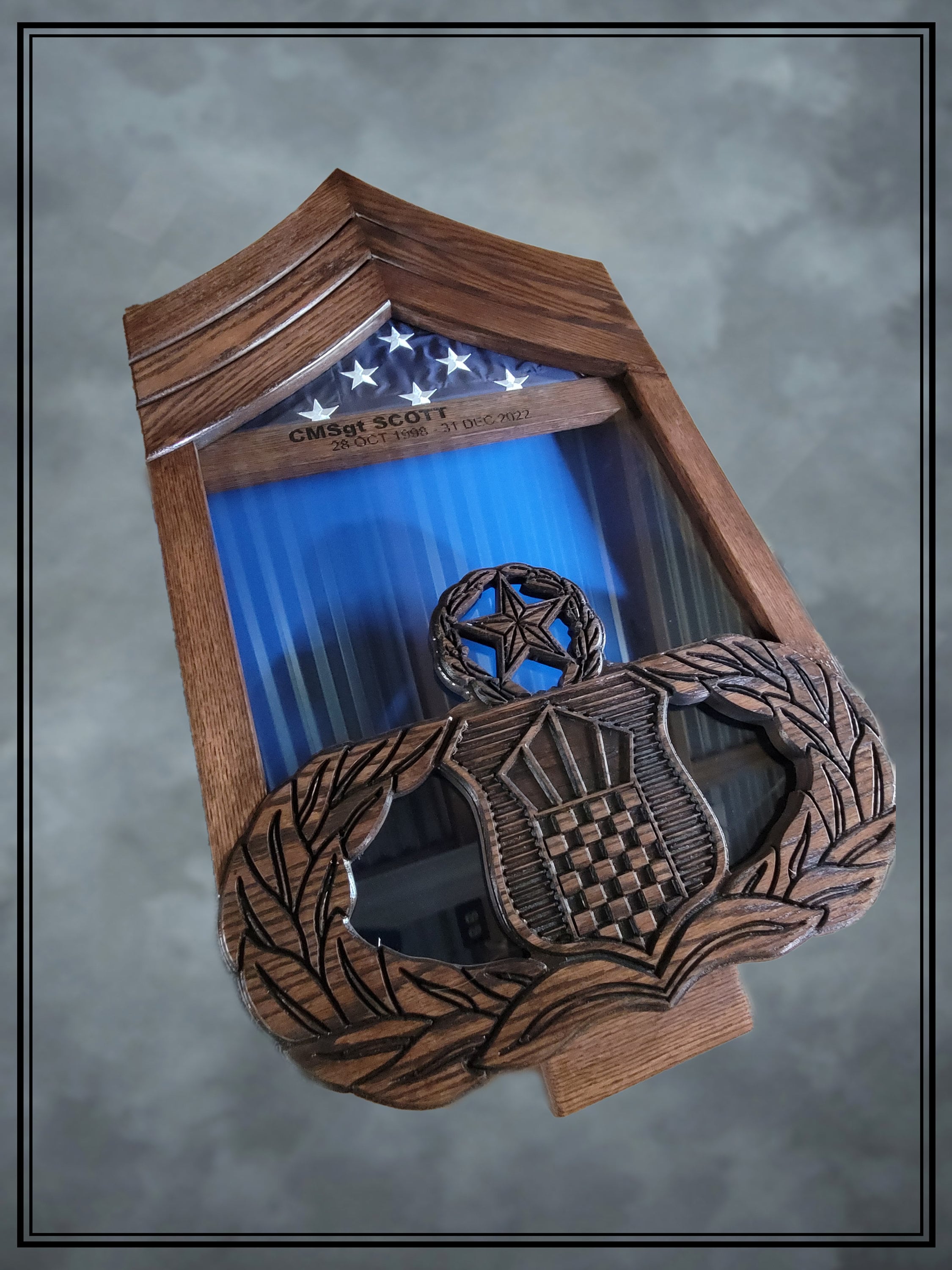 Handcrafted Air Force Skill Level Badge Shadow Box-air Force Shadowbox ...