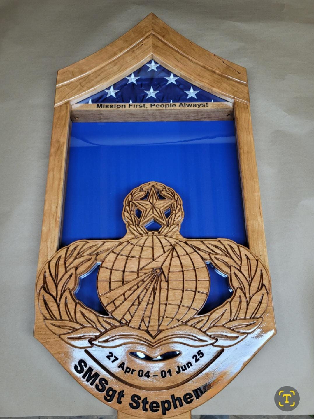 Handcrafted Air Force Smsgt Skill Level Badge Shadow Box-air Force ...