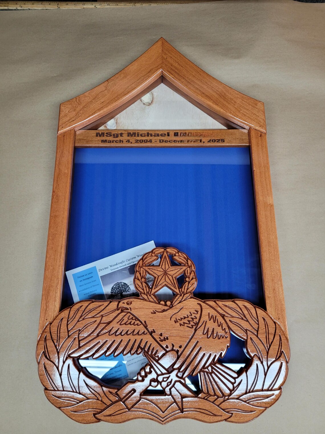 Handcrafted Air Force Msgt Skill Level Badge Shadow Box-air Force ...
