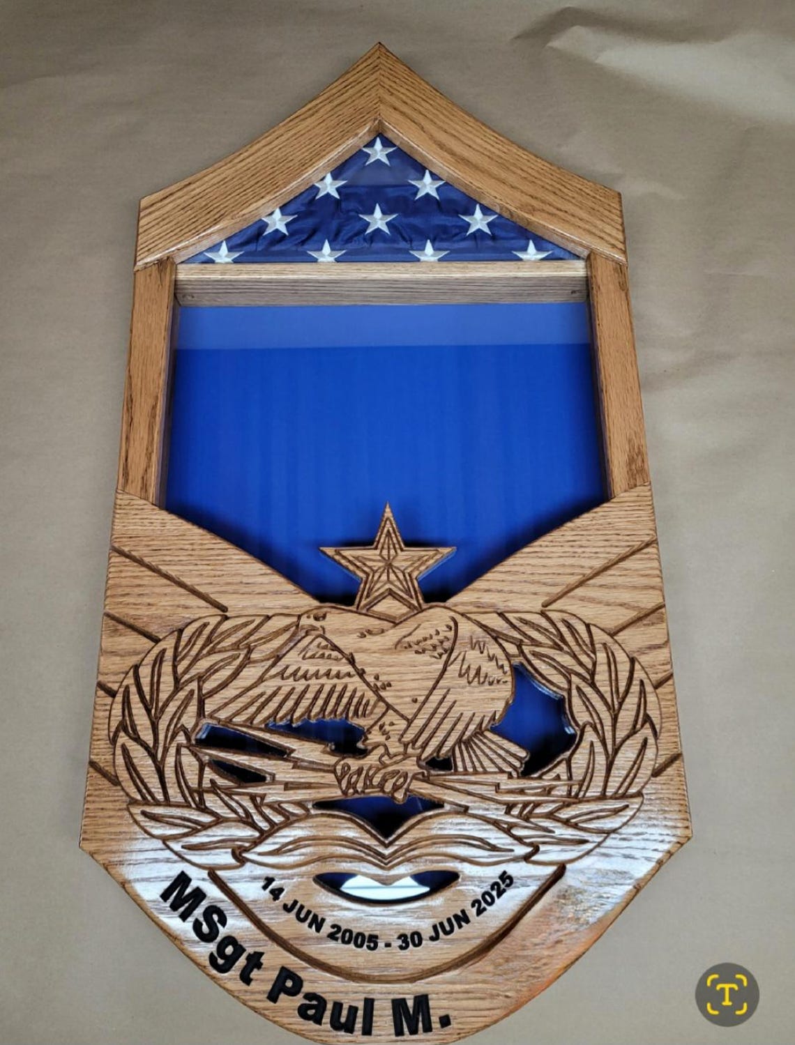 Handcrafted Air Force Msgt Skill Level Badge Shadow Box-air Force ...