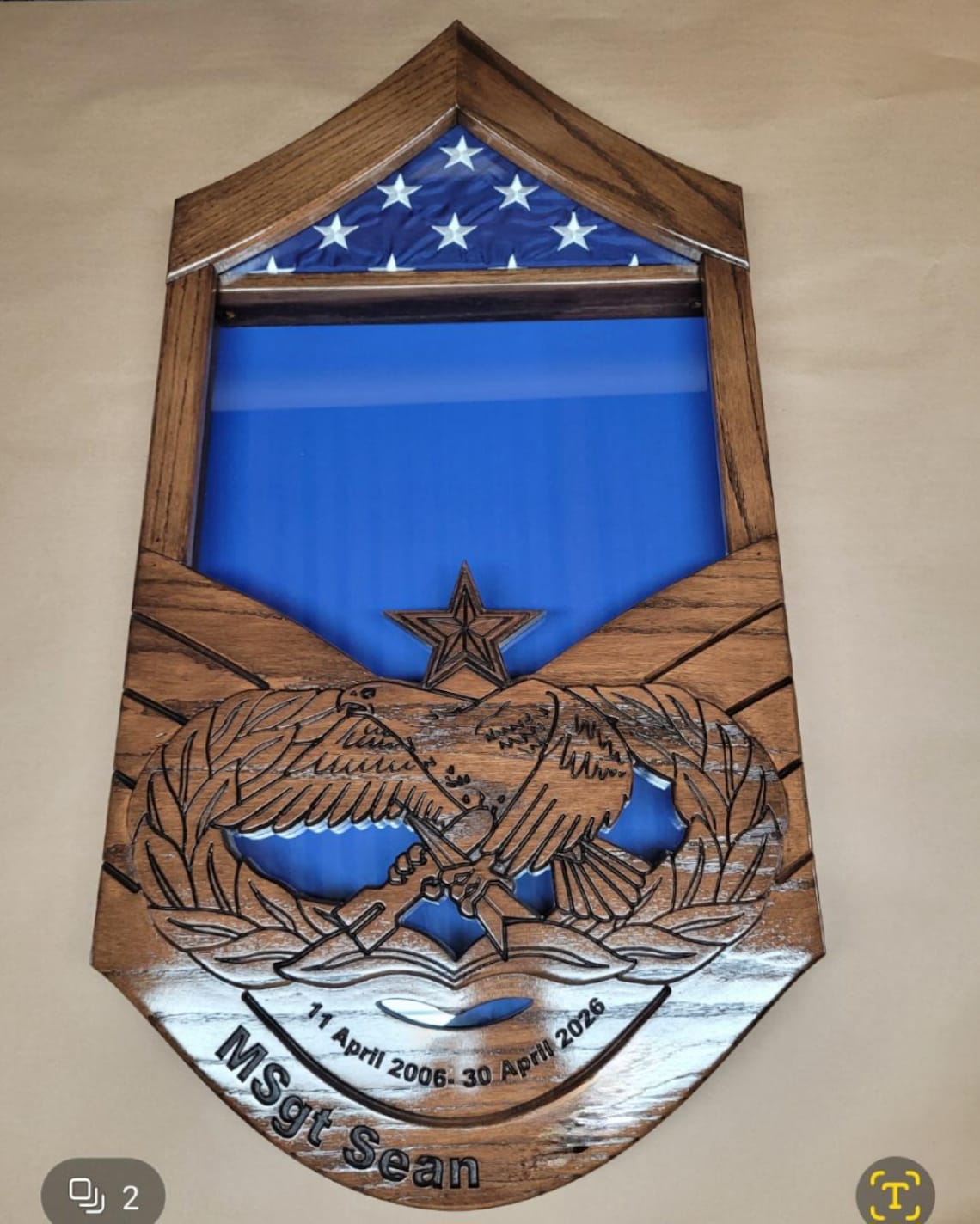 Handcrafted Air Force Msgt Skill Level Badge Shadow Box-air Force ...