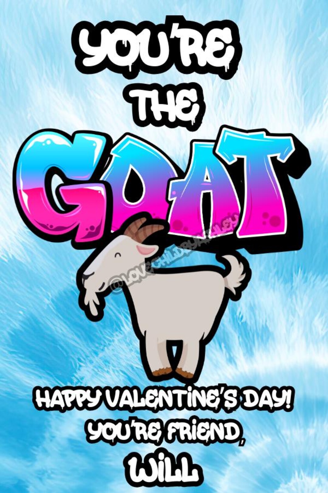 GOAT VALENTINE Printable/ Trendy Boys Class Valentine Digital Download ...