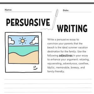Persuasive Writing Essay Activity - English Essay Persuasive Printable ...