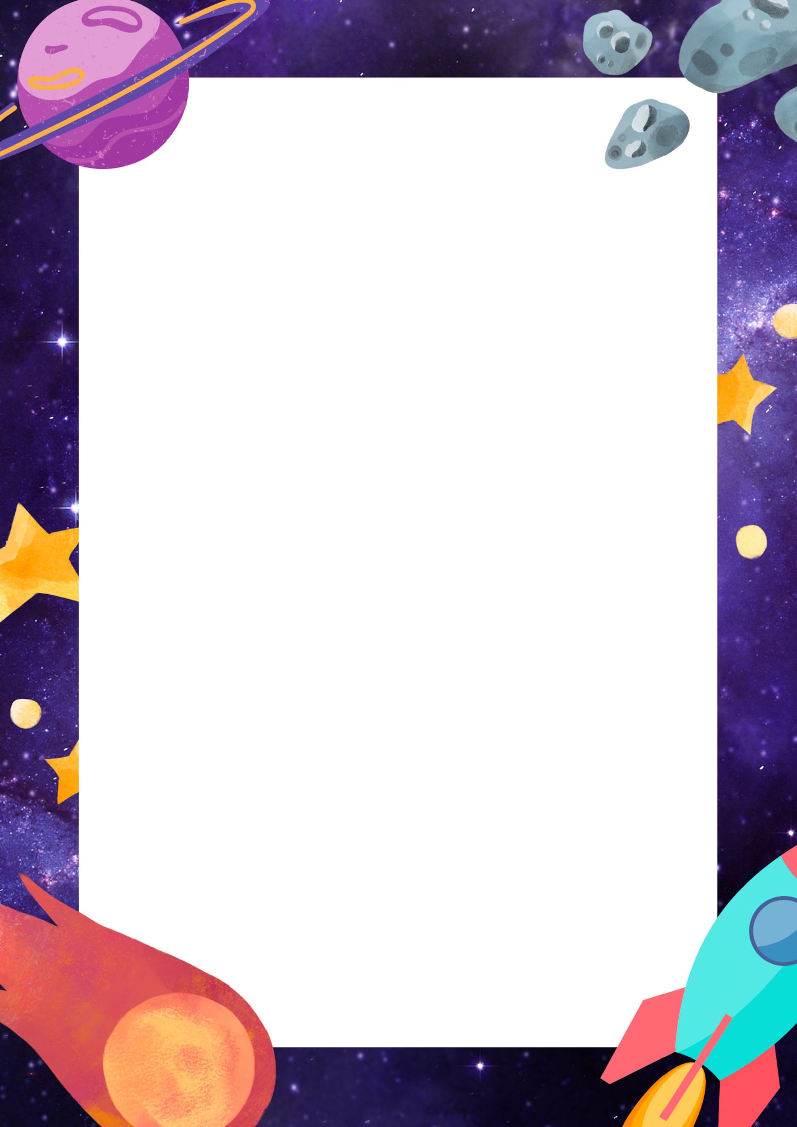 Outer Space Page Border Collection - 4 Total Galaxy Page Borders - Planet Page Borders - Outer ...