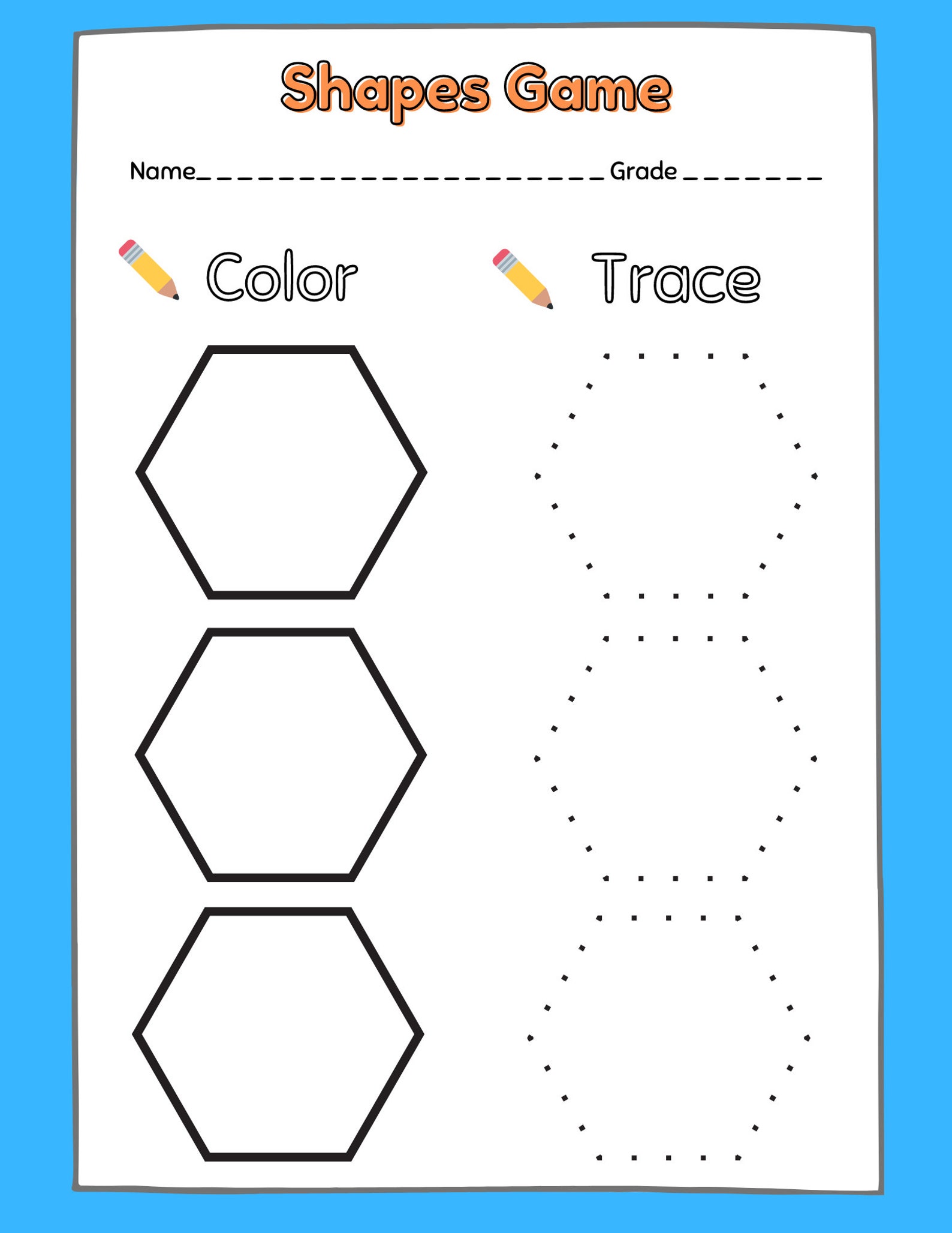 Learn Shapes - Shape Tracing, Shape Drawing, Shape Coloring Activity ...