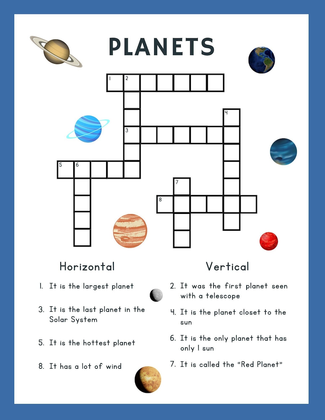 Planet Activity, Printable Planet Worksheets, Educational Outer Space ...