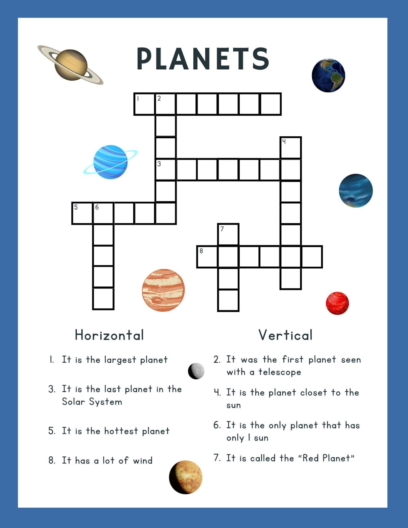 Planet Activity, Printable Planet Worksheets, Educational Outer Space ...