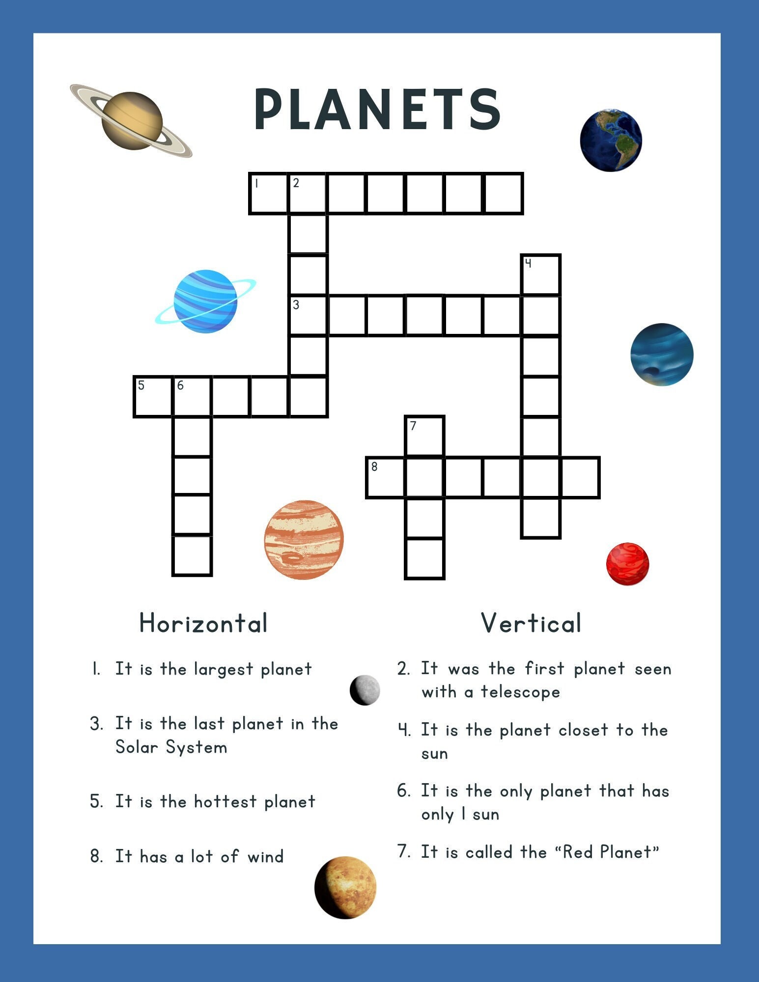 Planet Activity, Printable Planet Worksheets, Educational Outer Space ...