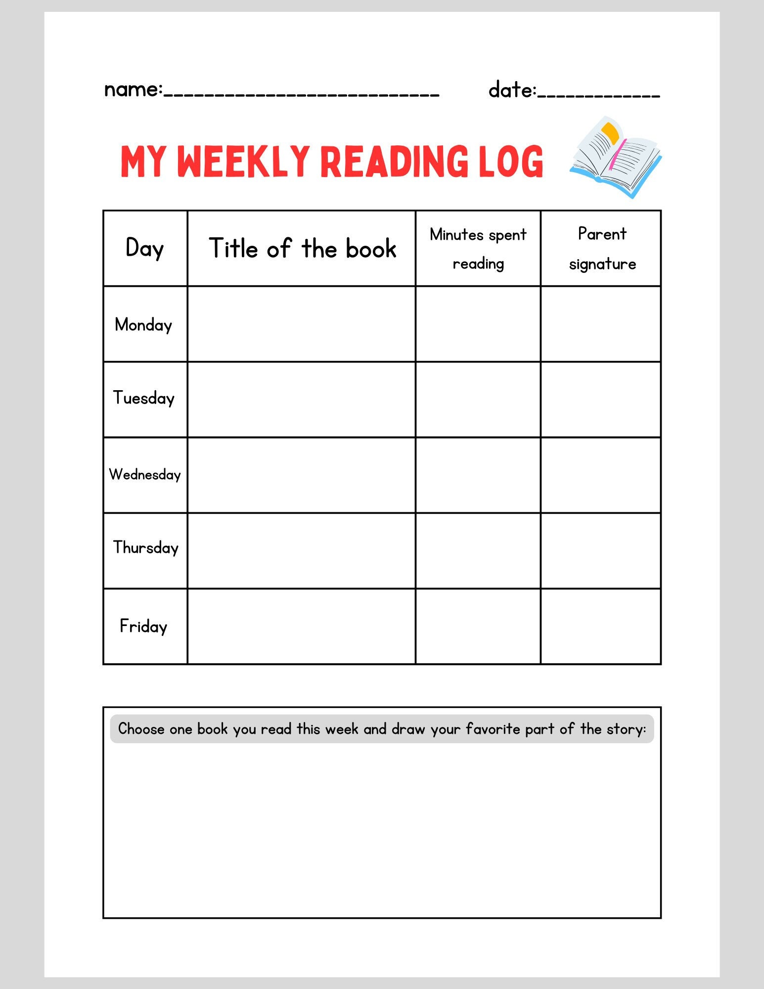 Reading Log for Students | Printable Reading Log | Reading Tracker ...