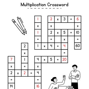 Multiplication Crossword Math Activity- Learn Math Multiplication ...