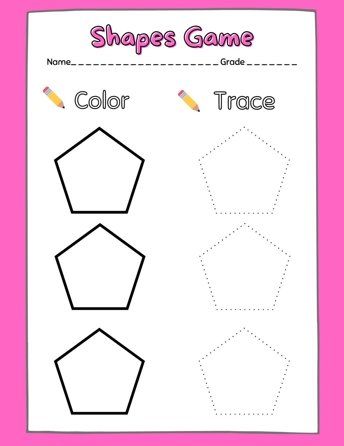 Learn Shapes - Shape Tracing, Shape Drawing, Shape Coloring Activity ...
