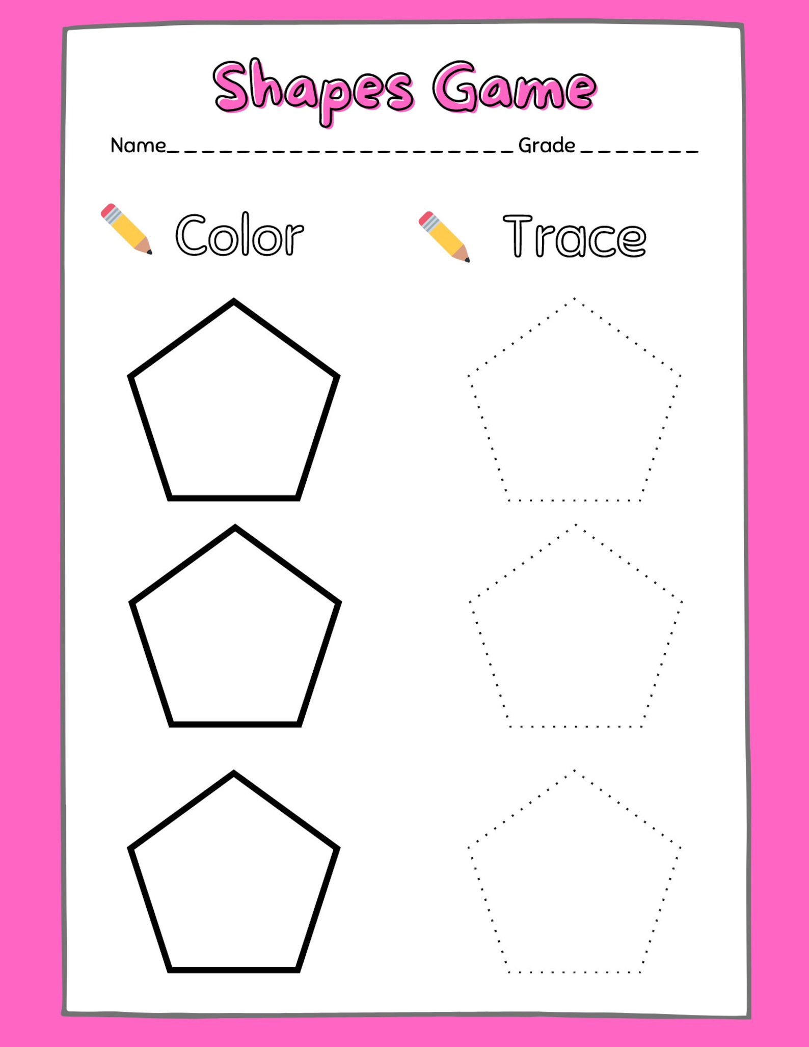 Learn Shapes - Shape Tracing, Shape Drawing, Shape Coloring Activity ...