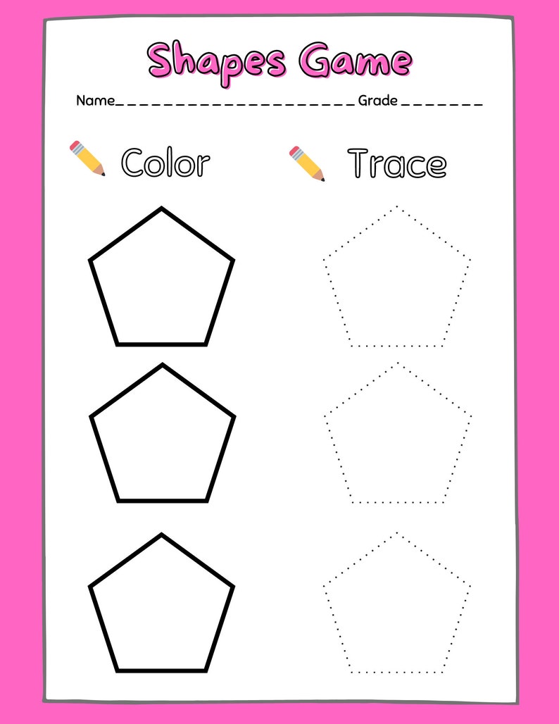 Trace Shapes Lesson - Coloring Shapes Worksheet Draw Shapes Practice ...