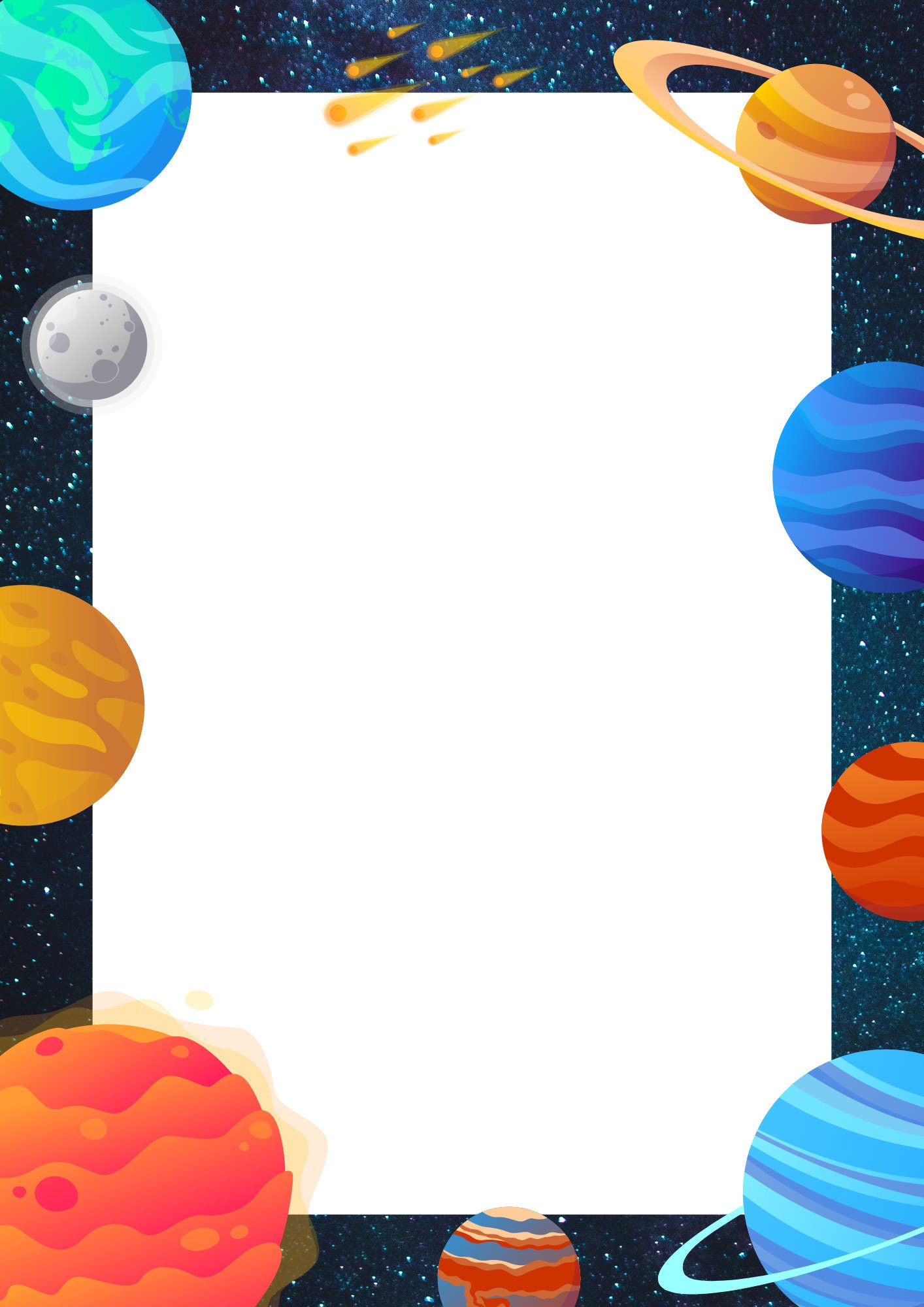 Outer Space Page Border Collection - 4 Total Galaxy Page Borders ...