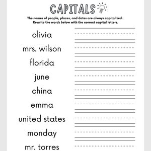 Capitalization Worksheets | Printable Capital Letter Activity | English ...