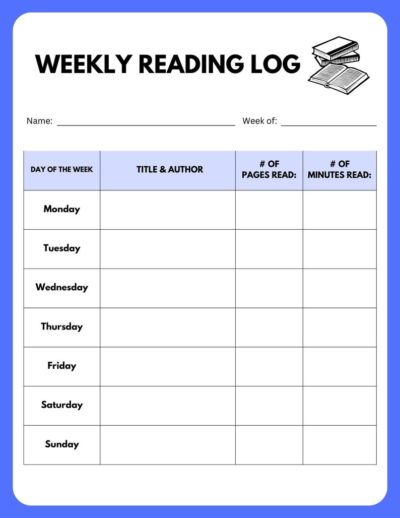 Reading Log Printable Reading Log | Reading Tracker Printable Reading ...