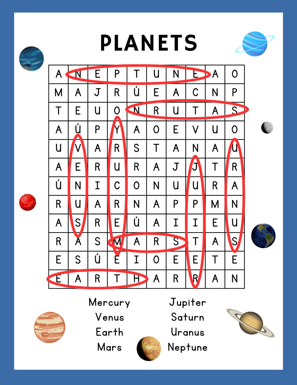 Planet Activity, Printable Planet Worksheets, Educational Outer Space ...