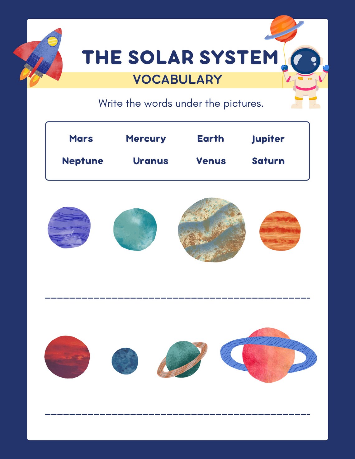 Planet Activity Planet Printable Solar System Worksheets, Solar System ...