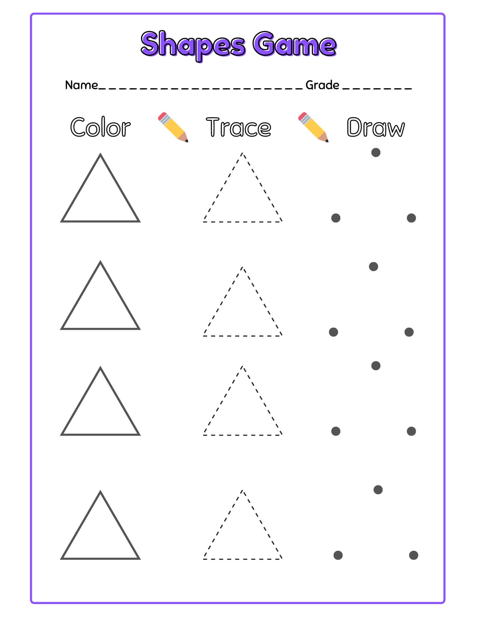 Learn Shapes - Shape Tracing, Shape Drawing, Shape Coloring Activity ...